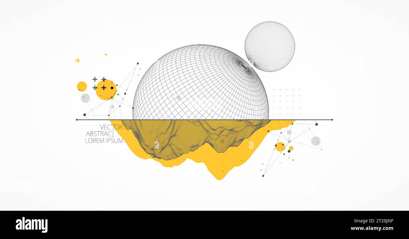 Sphere theme with connected lines in technology style background ...