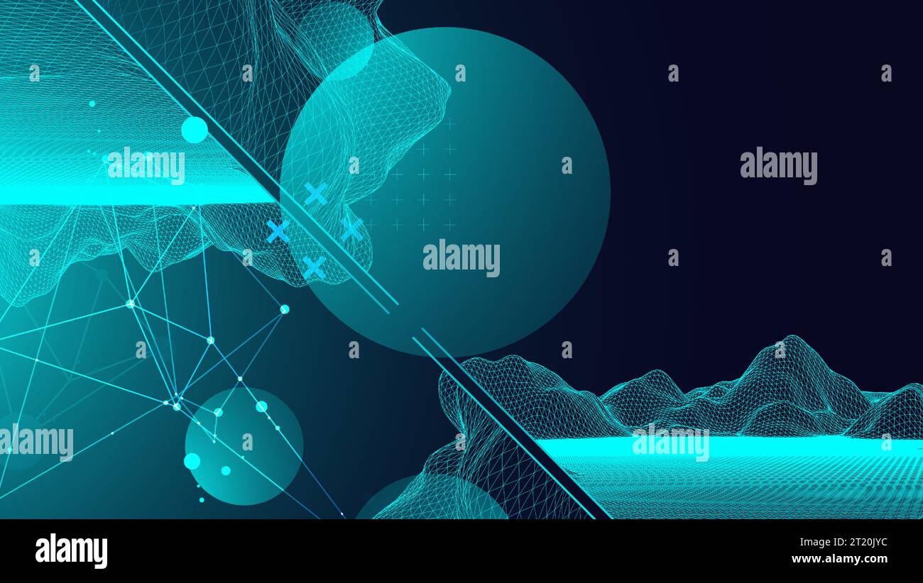 Trendy abstract wireframe background. Modern science or technology art elements. Surface ...
