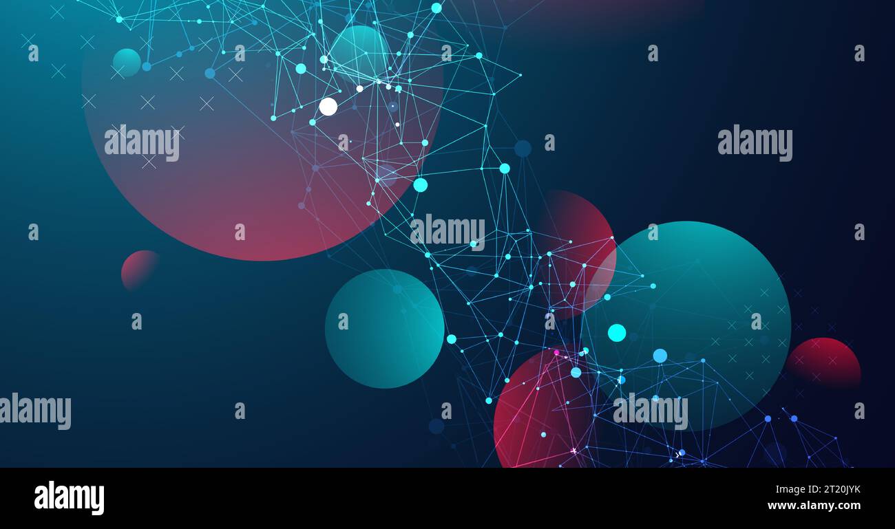 Abstract polygonal vector background with connecting dots and lines. Template for science and ...