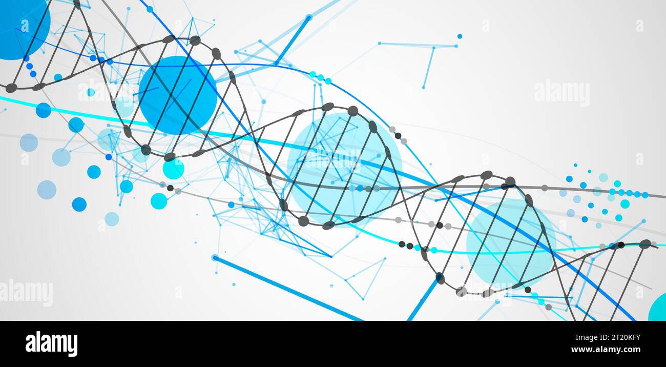 Abstract DNA background with plexus effect. Scientific and ...