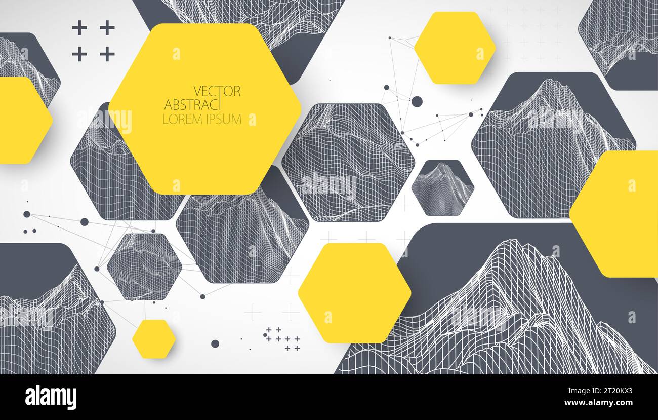 Modern Science Or Technology Abstract Background Using Hexagonal Shapes Wireframe Spot Surface