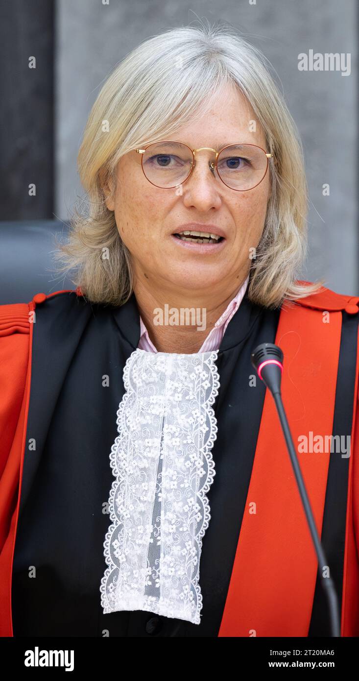 Nivelles, Belgium. 16th Oct, 2023. Chairwoman of the court Anne Leclercq pictured during the ...