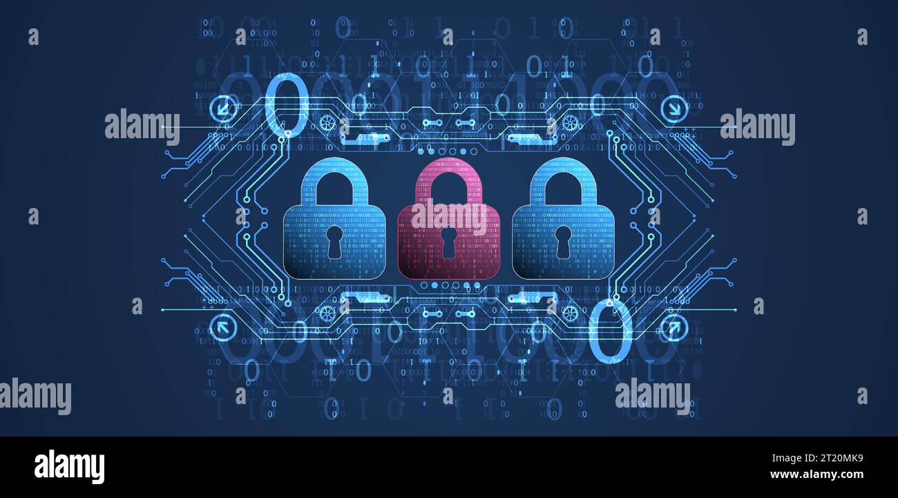 Data security Illustrates cyber data or information privacy idea. Color ...