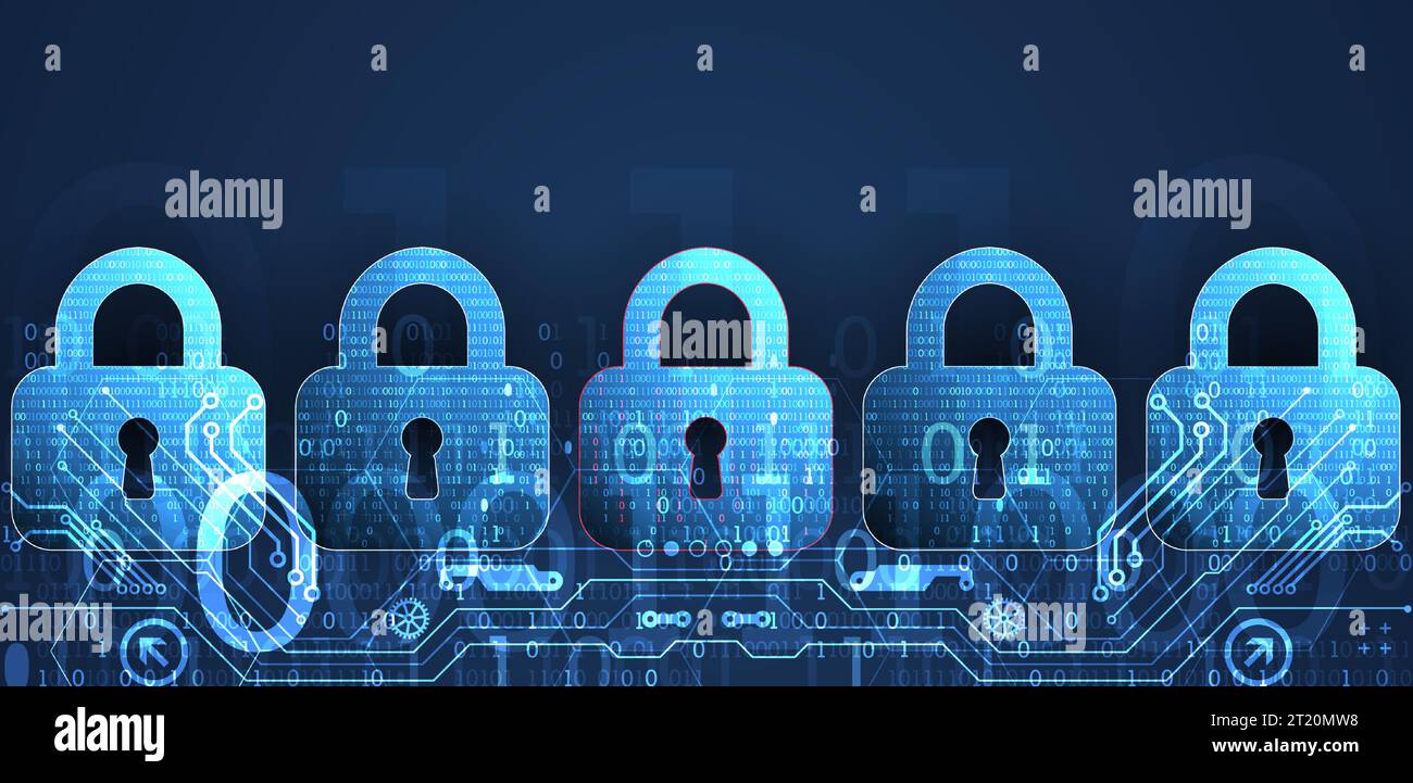 Data security Illustrates cyber data or information privacy idea. Color ...