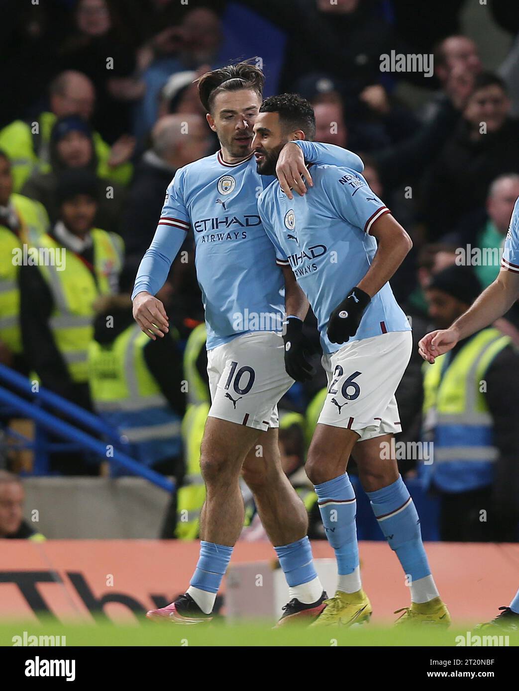 GOAL 1-0, Riyad Mahrez of Manchester City goal celebration with Jack ...