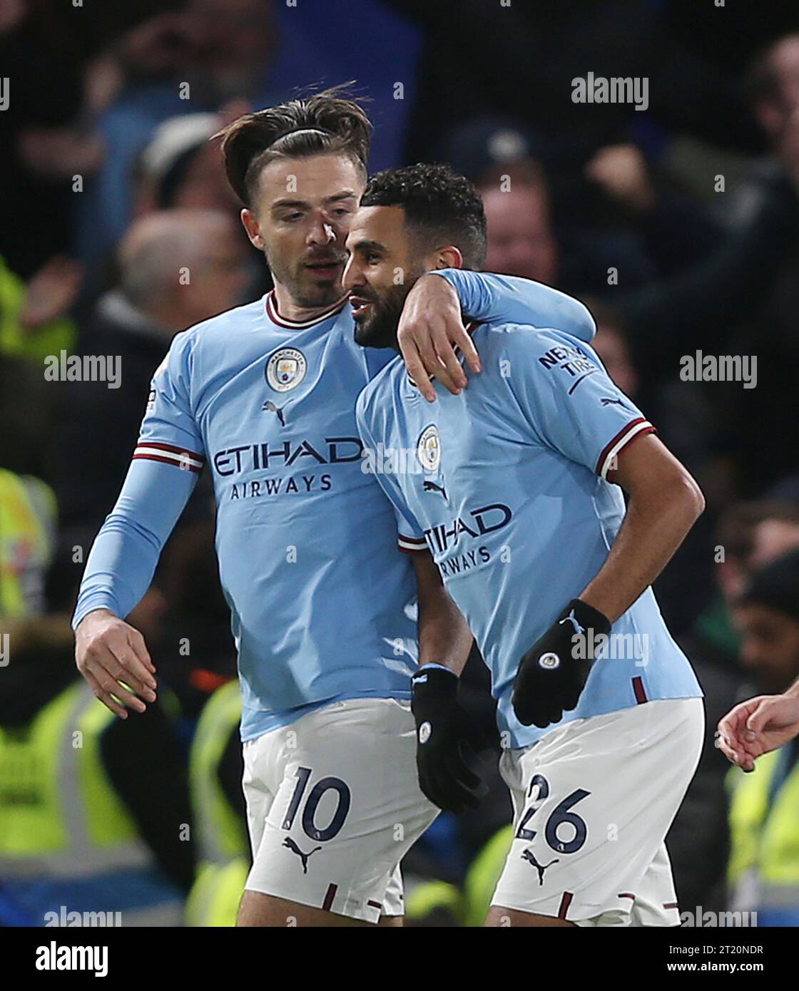GOAL 1-0, Riyad Mahrez of Manchester City goal celebration with Jack ...