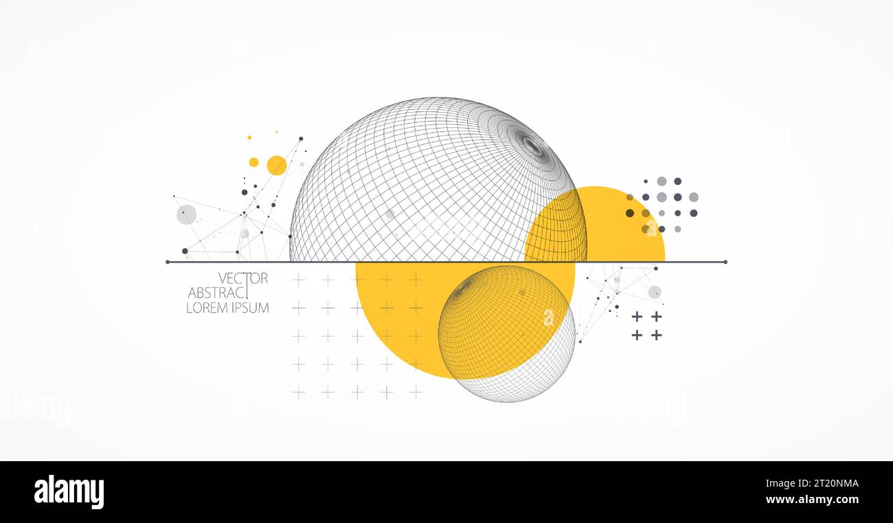 Sphere theme with connected lines in technology style background ...