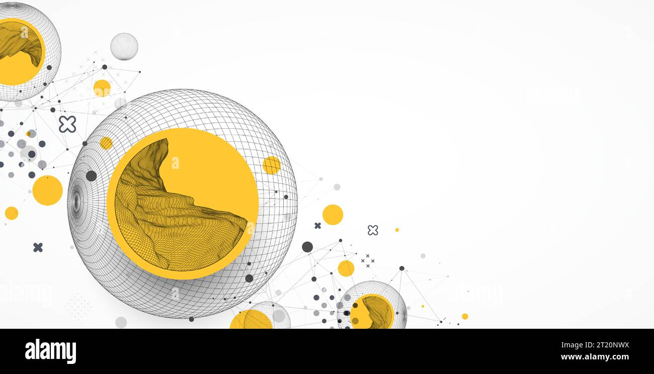 Sphere theme with connected lines in technology style background ...