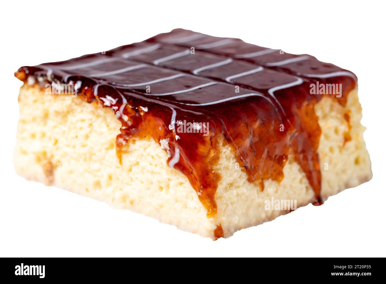 Tres leches cake. Slices of trilece cake with milk and caramel isolated ...