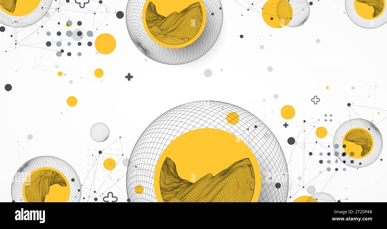 Sphere theme with connected lines in technology style background ...