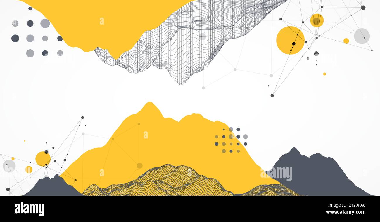 Trendy abstract wireframe background. Modern science or technology art ...