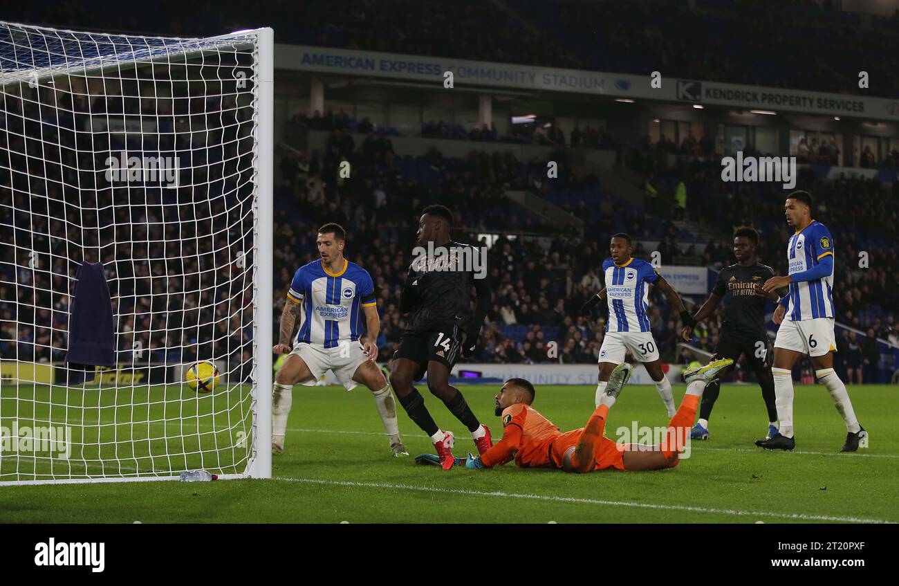 GOAL 3-0, Eddie Nketiah of Arsenal scores. - Brighton & Hove Albion v ...