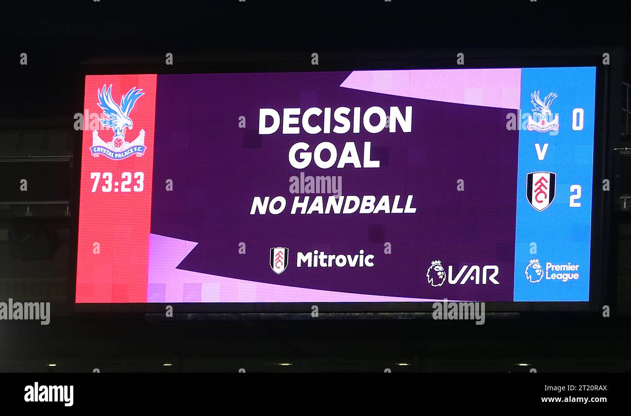 VAR Decision GOAL after checking for a possible handball. - Crystal ...