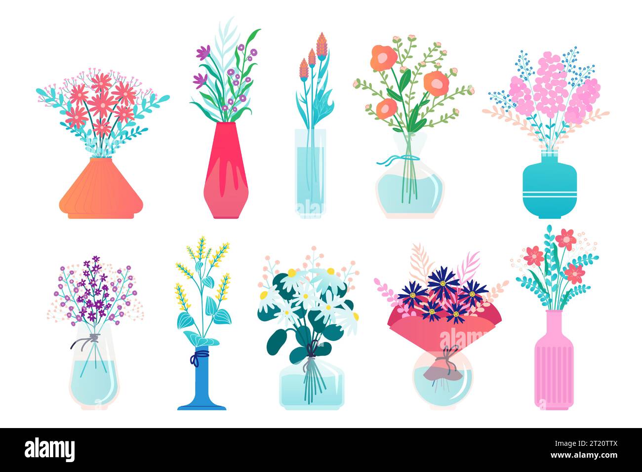 Flowers in vase. Flora bouquet in pottery pitcher, bunch of lilies ...