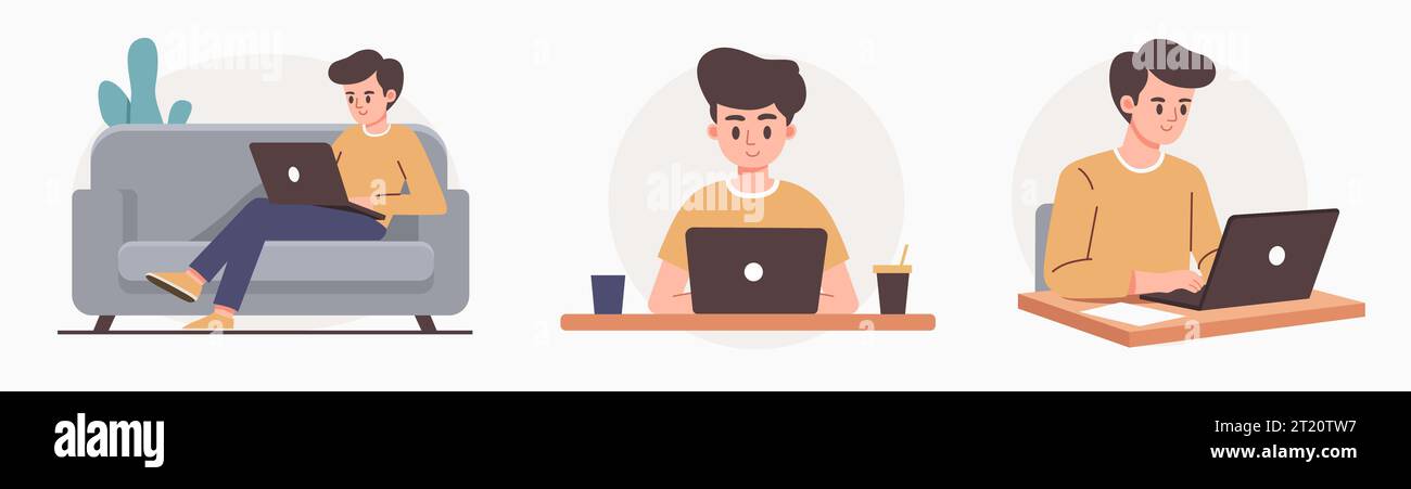 Man typing cartoon hi-res stock photography and images - Alamy