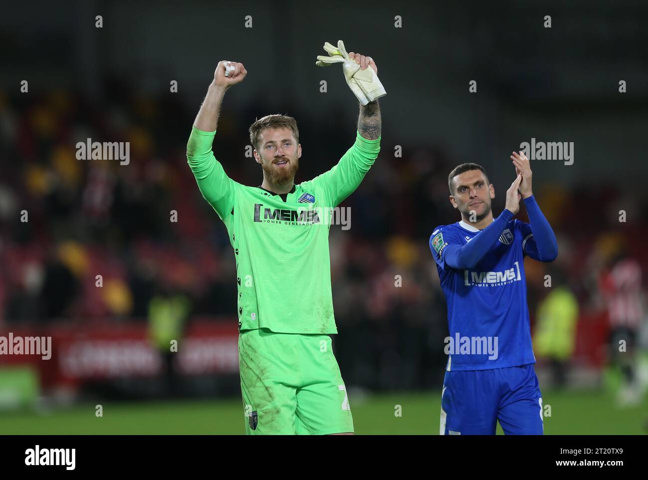 Jake Turner of Gillingham celebrates the victory. - Brentford v ...