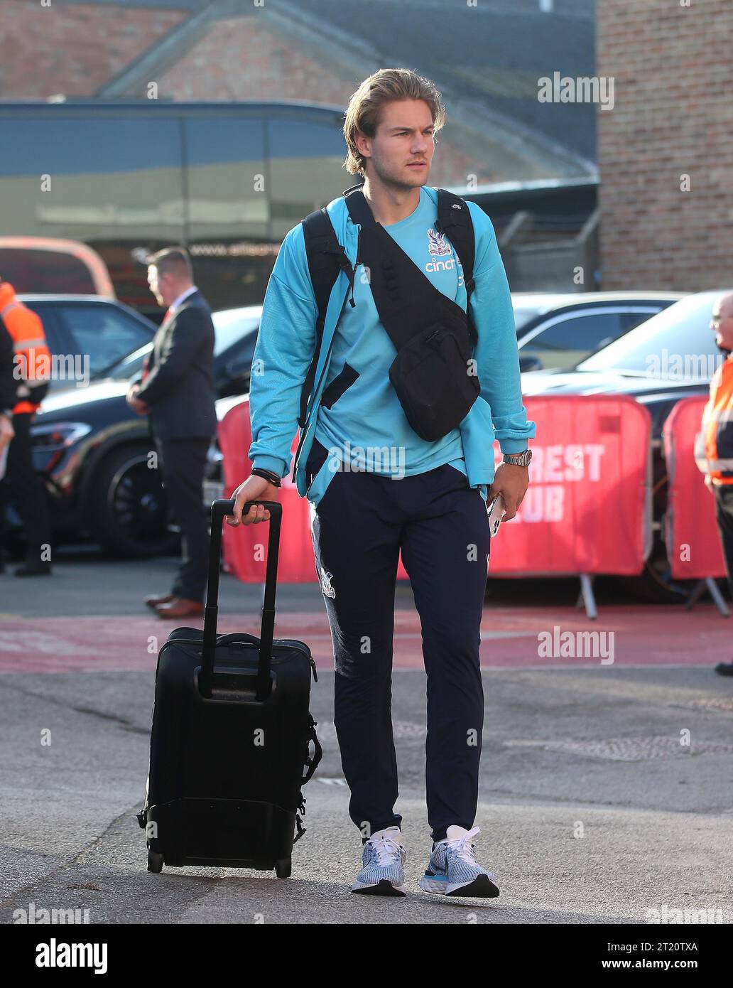 Joachim Andersen of Crystal Palace arrives at The City Ground ...