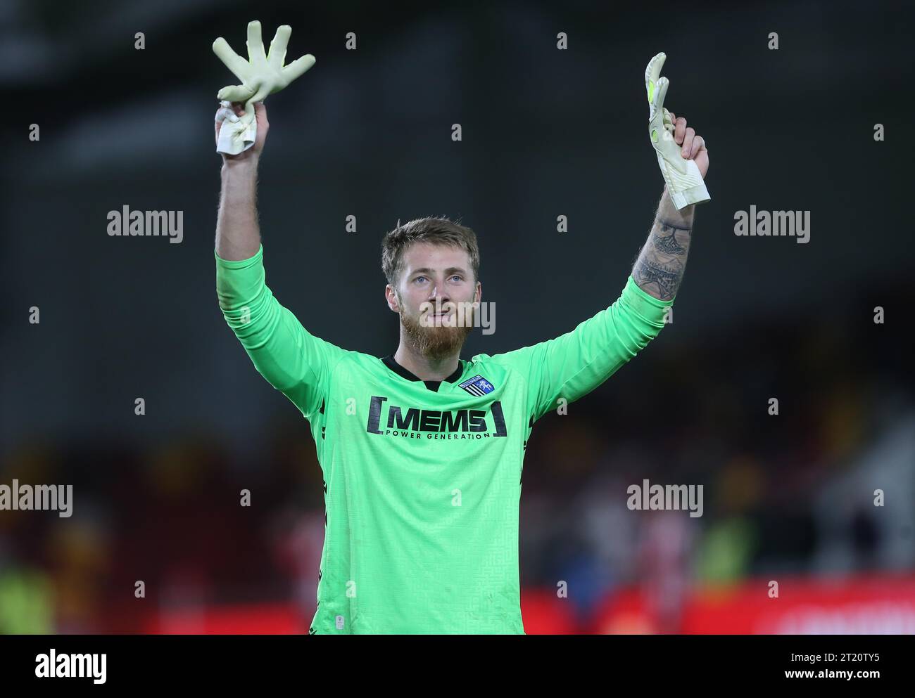 Jake Turner of Gillingham celebrates the victory. - Brentford v ...