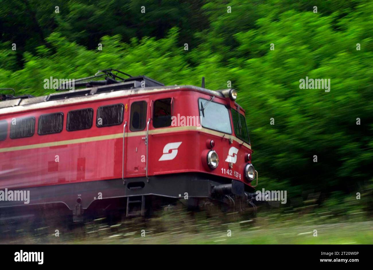 a OEBB locomotive or engine, a rail transport vehicle for train ...