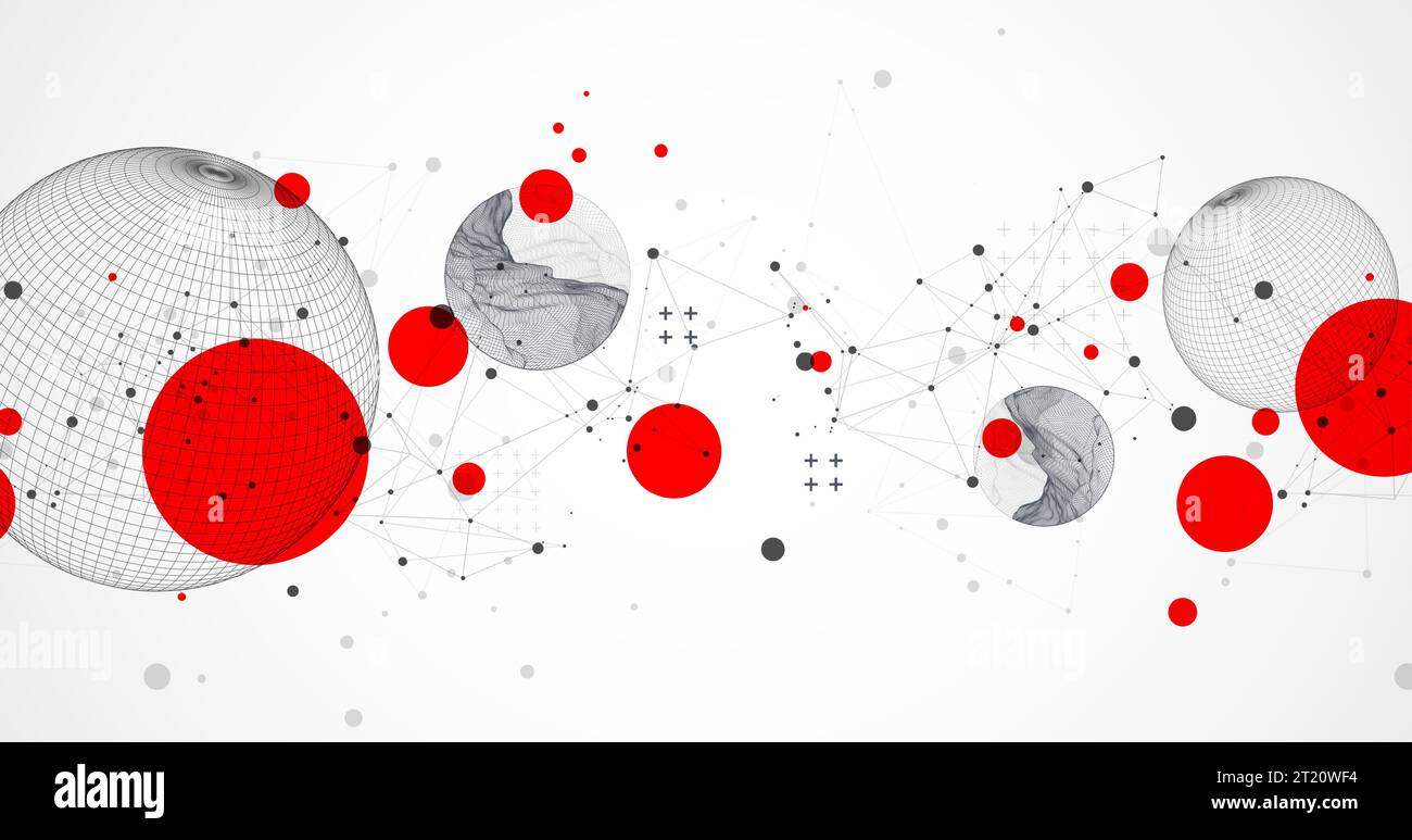 Sphere theme with connected lines in technology style background ...