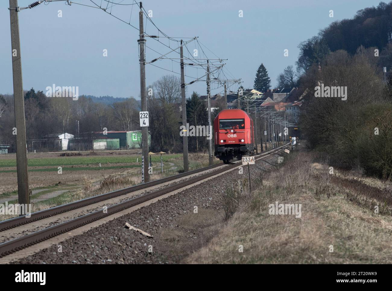 a OEBB locomotive or engine, a rail transport vehicle for train ...