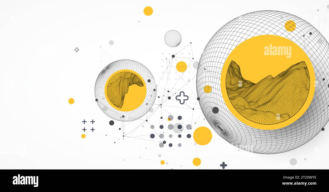 Sphere theme with connected lines in technology style background ...