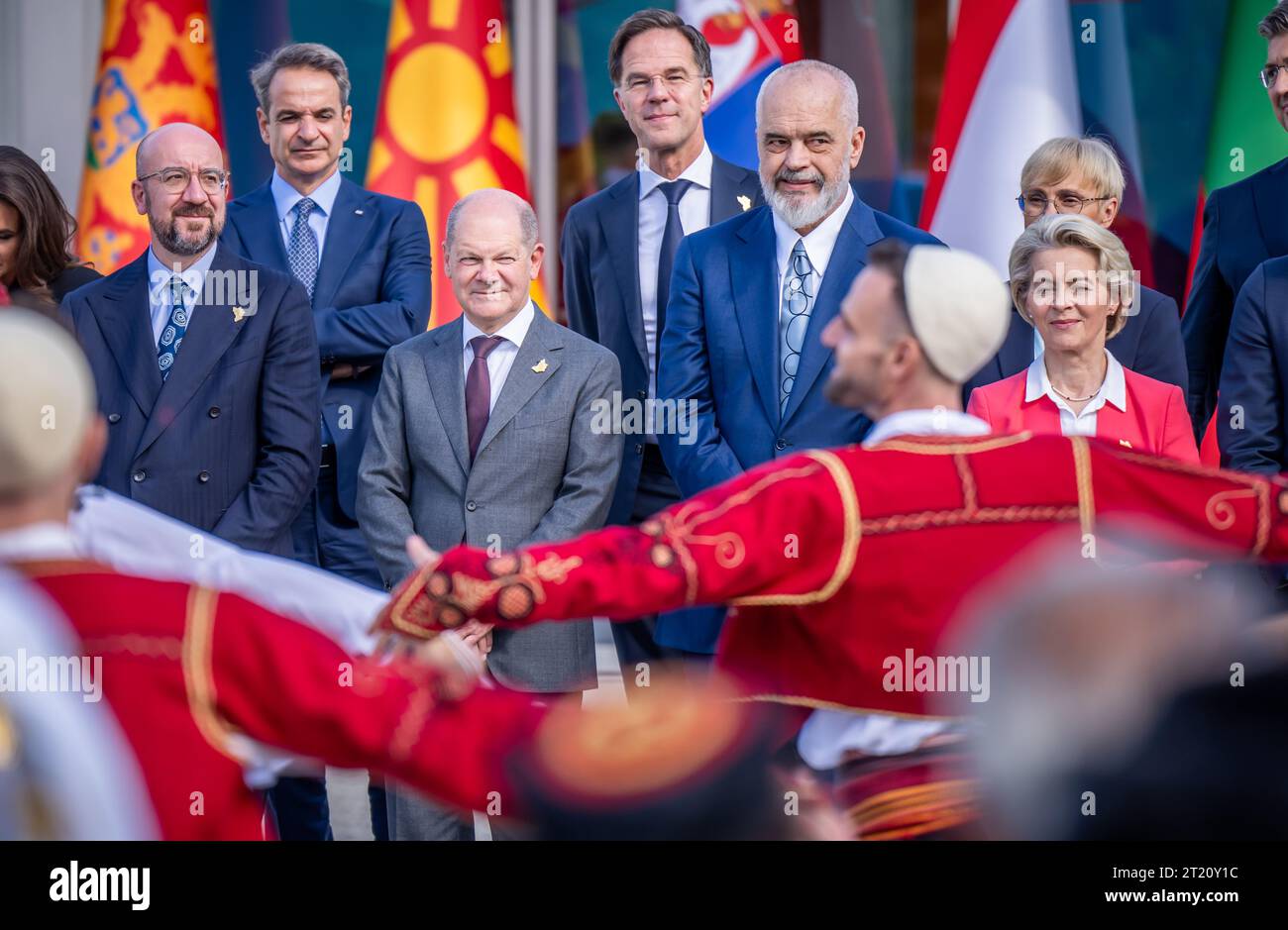 Tirana, Albania. 16th Oct, 2023. German Chancellor Olaf Scholz (SPD ...