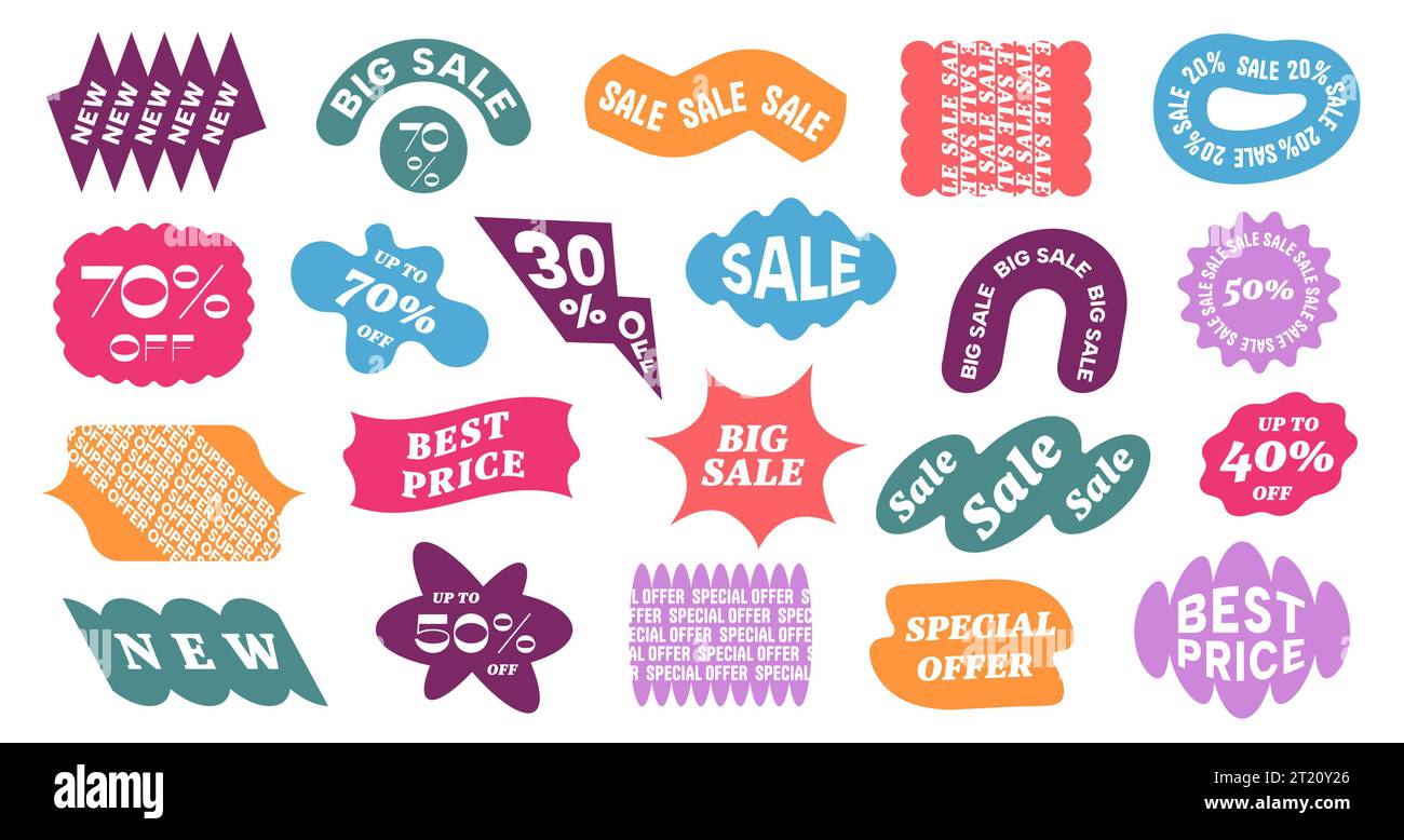Sale modern stickers. Abstract minimalist labels with trendy geometric ...