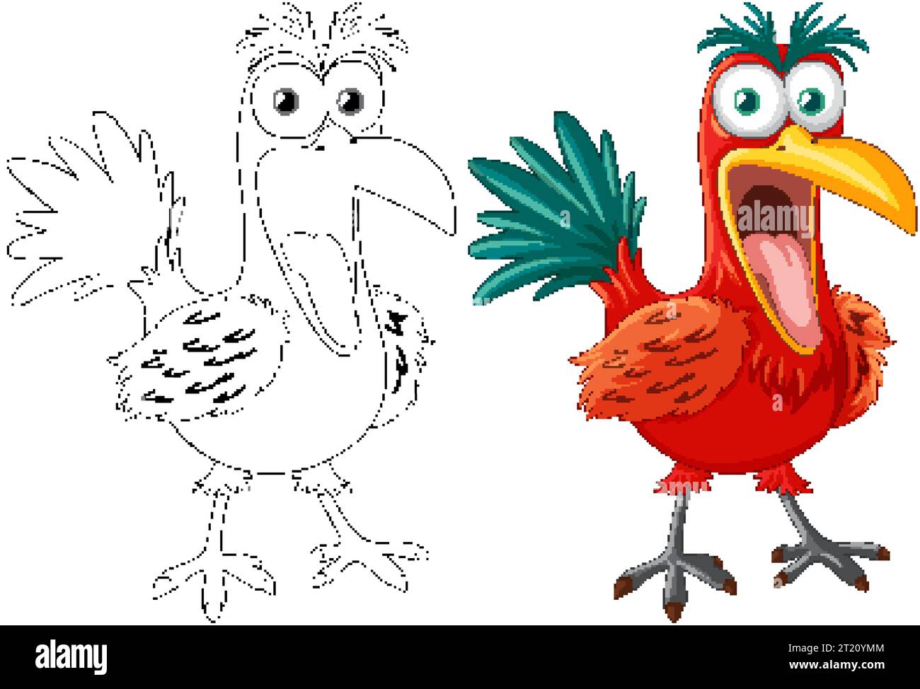 A vector cartoon illustration of a crazy bird freaking out, isolated on ...