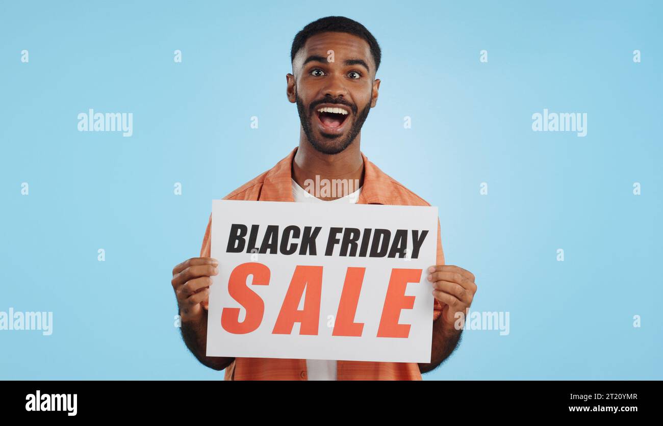 Black Friday sales poster, happy man or surprise ads commercial ...