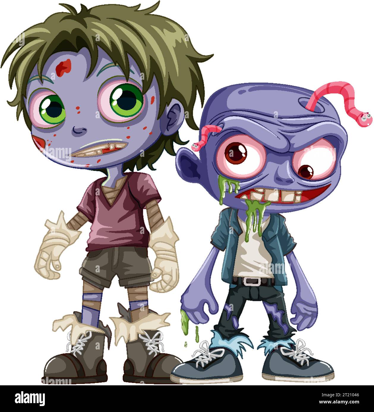 A set of male zombie cartoon characters with purple skin Stock Vector ...