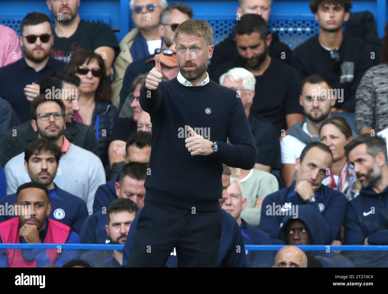Graham Potter Manager of Chelsea gives his players the thumbs up ...