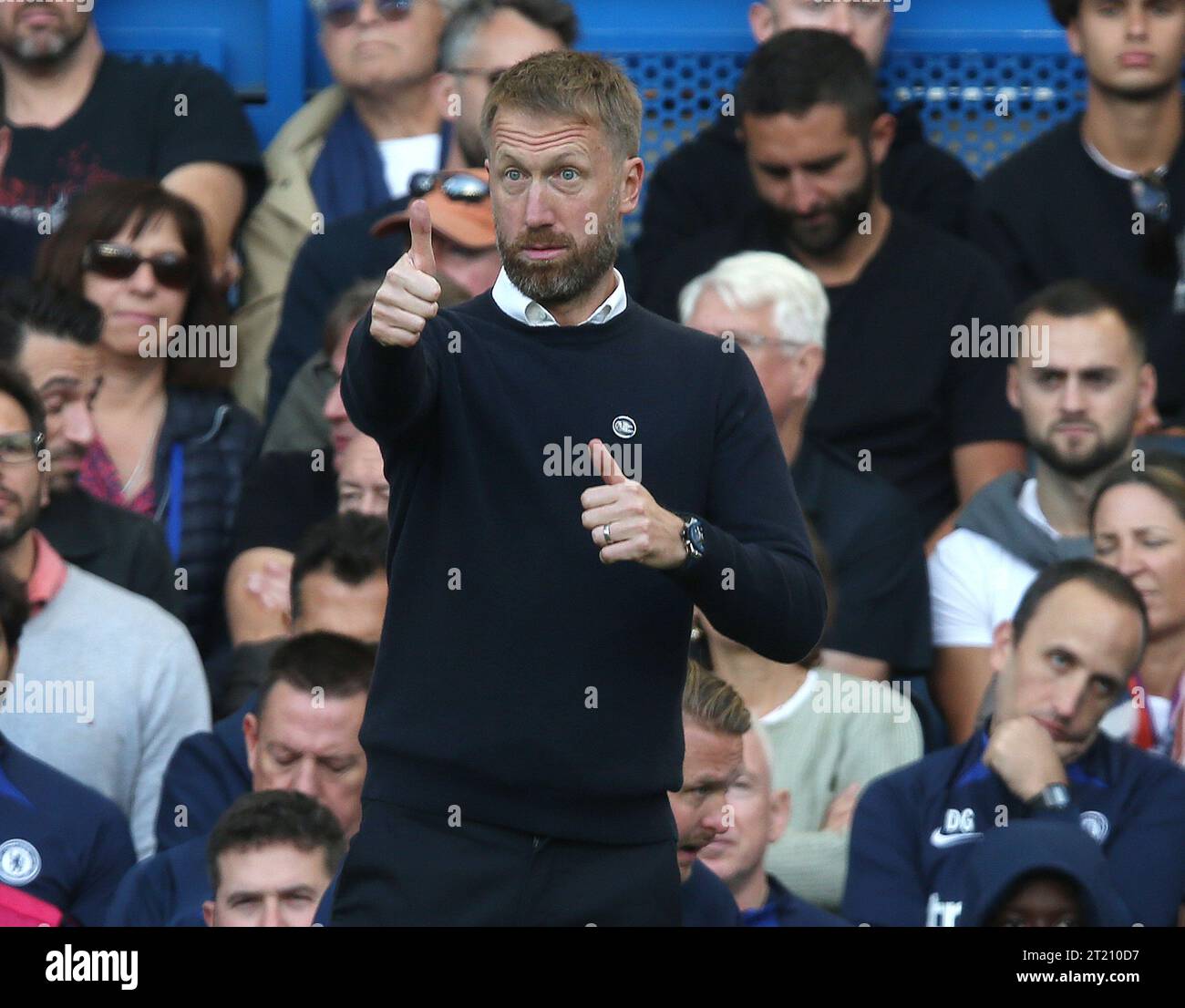Graham Potter Manager of Chelsea gives his players the thumbs up ...
