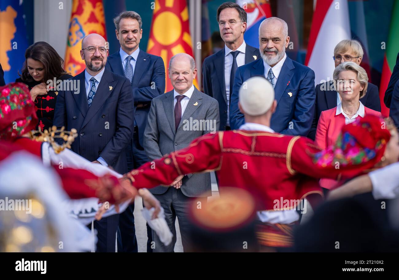 Tirana, Albania. 16th Oct, 2023. German Chancellor Olaf Scholz (SPD ...