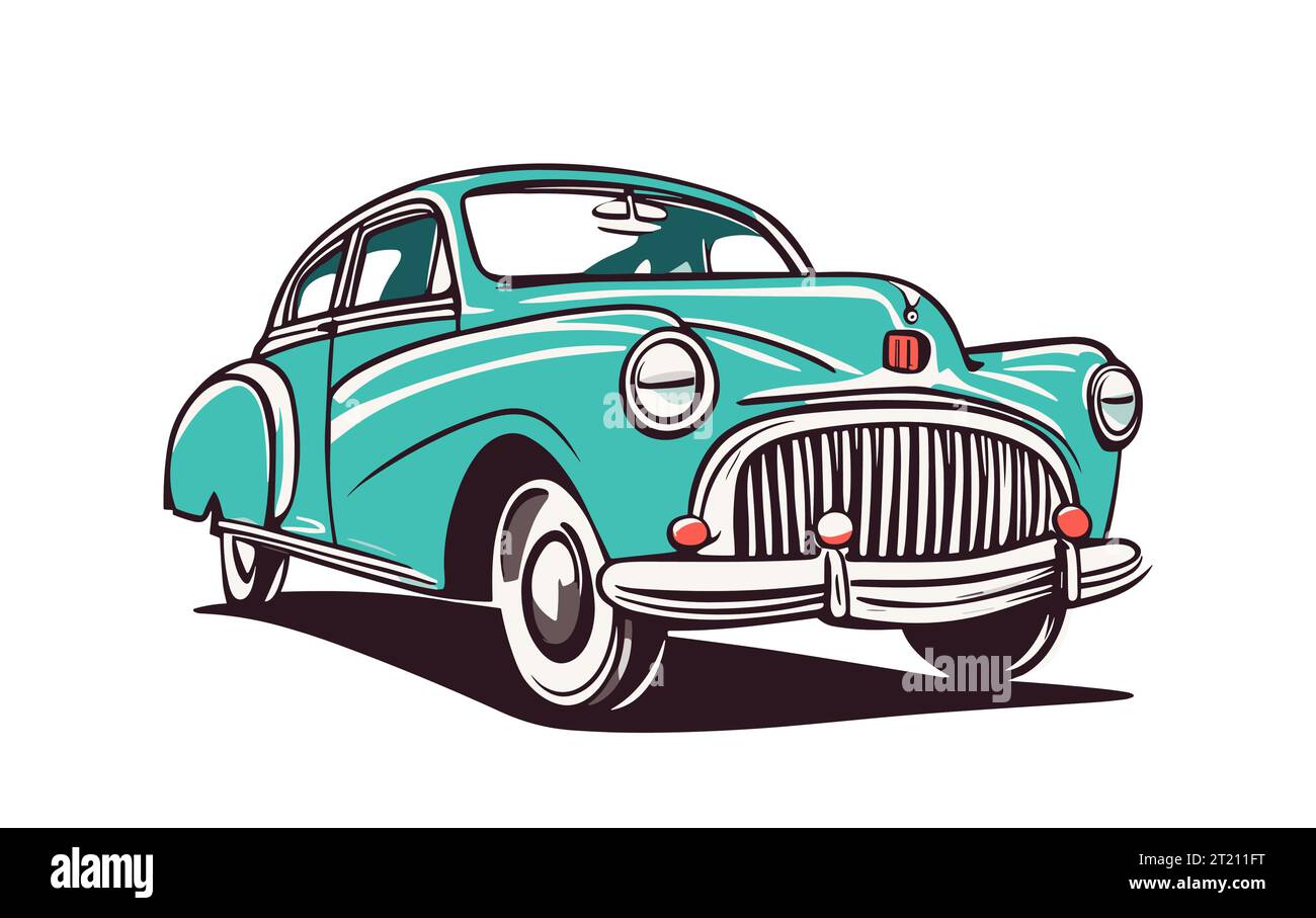 Stylish abstract retro car vector art illustration Stock Vector Image ...
