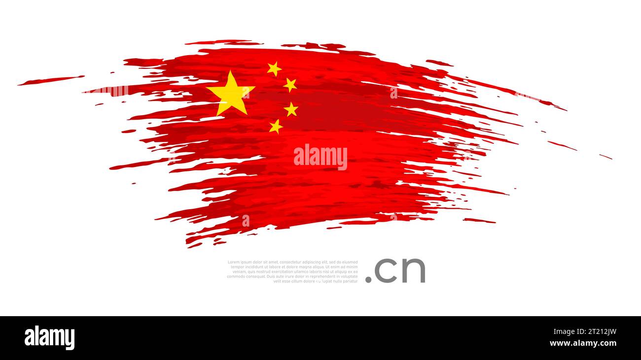 China flag. Brush strokes, grunge. Colored stripes chinese flag on a ...
