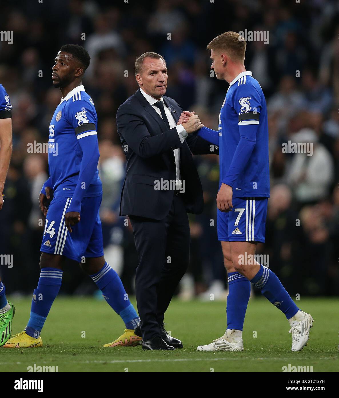 Brendan Rogers Manager of Leicester City with Harvey Barnes of ...