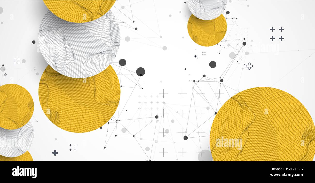 Trendy abstract wireframe background. Modern science or technology art ...