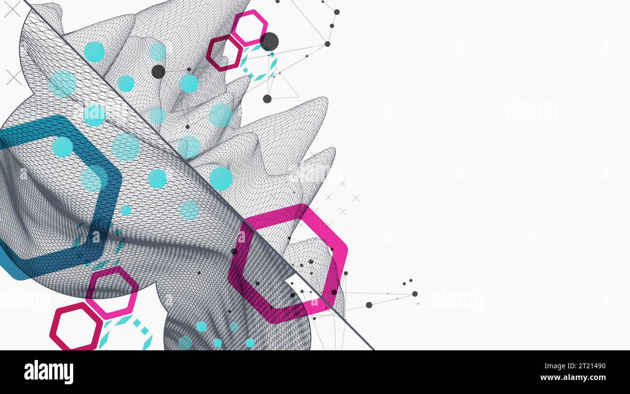 Modern Science Technology Abstract Background Using Hexagonal Shapes Wireframe Spot Surface