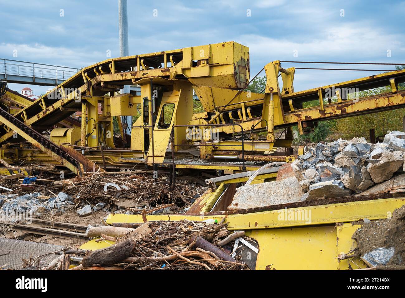 A railway station damaged by flood in Volos, Greece Stock Photo - Alamy