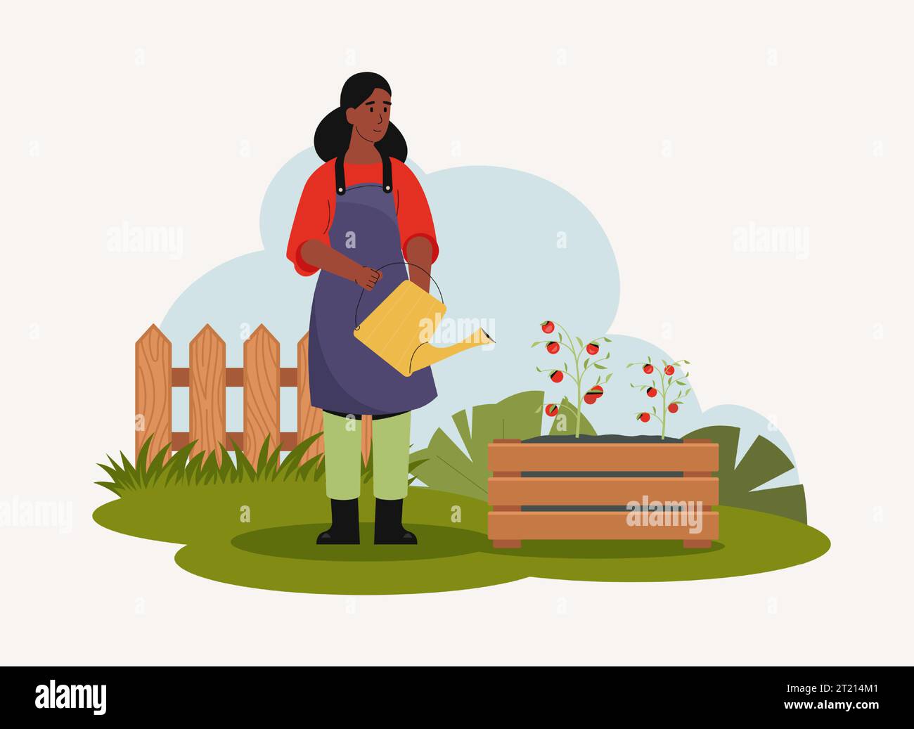 Woman working garden Stock Vector Images - Alamy