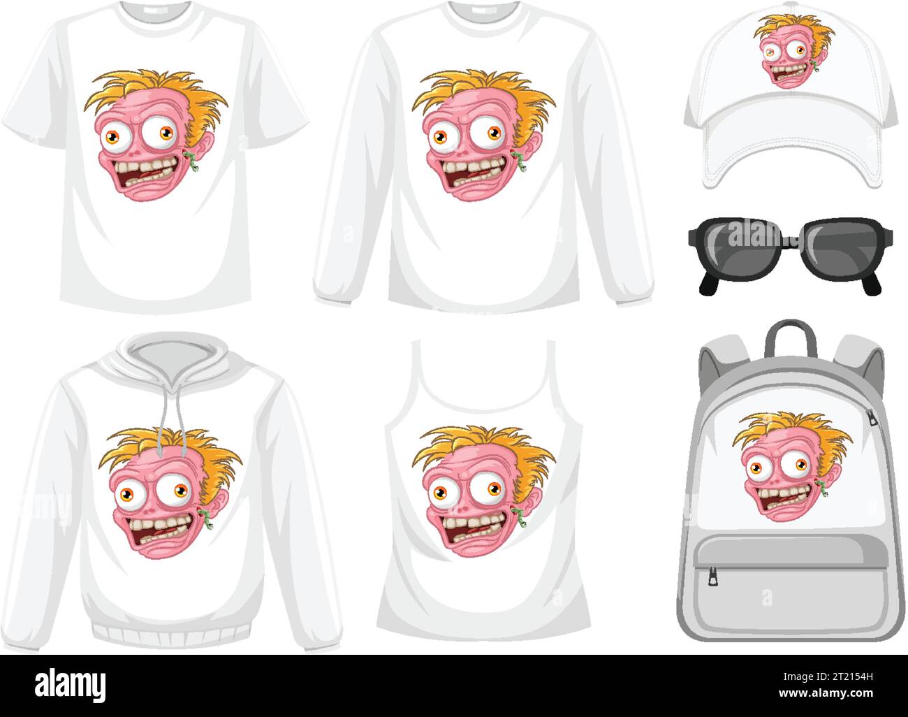 Illustrated zombie head design printed on multiple items Stock Vector ...