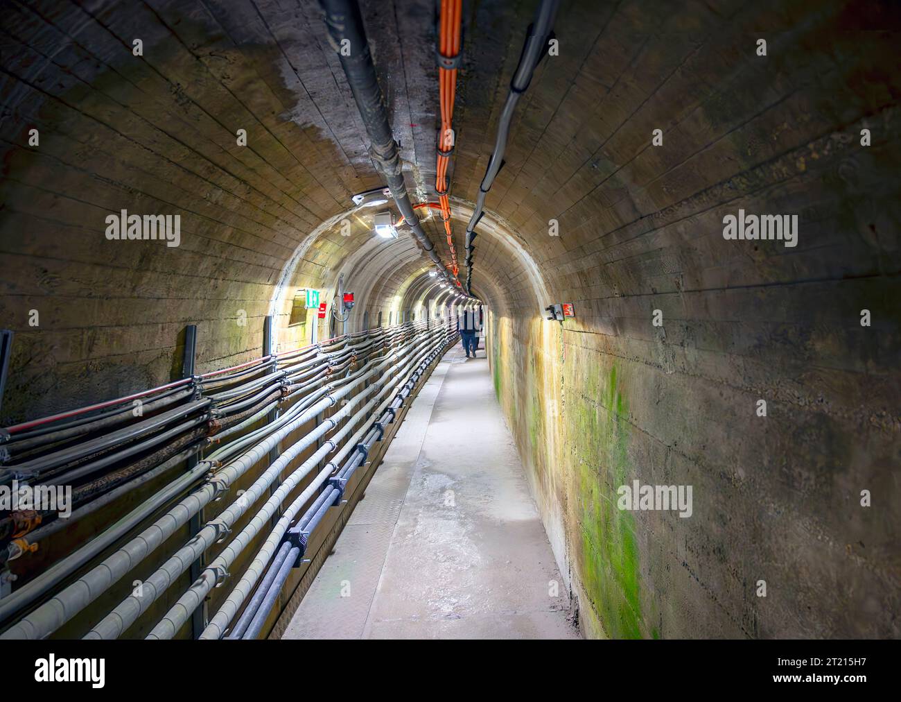 maintenance tunnel with electric cables in the building Drossensperre ...