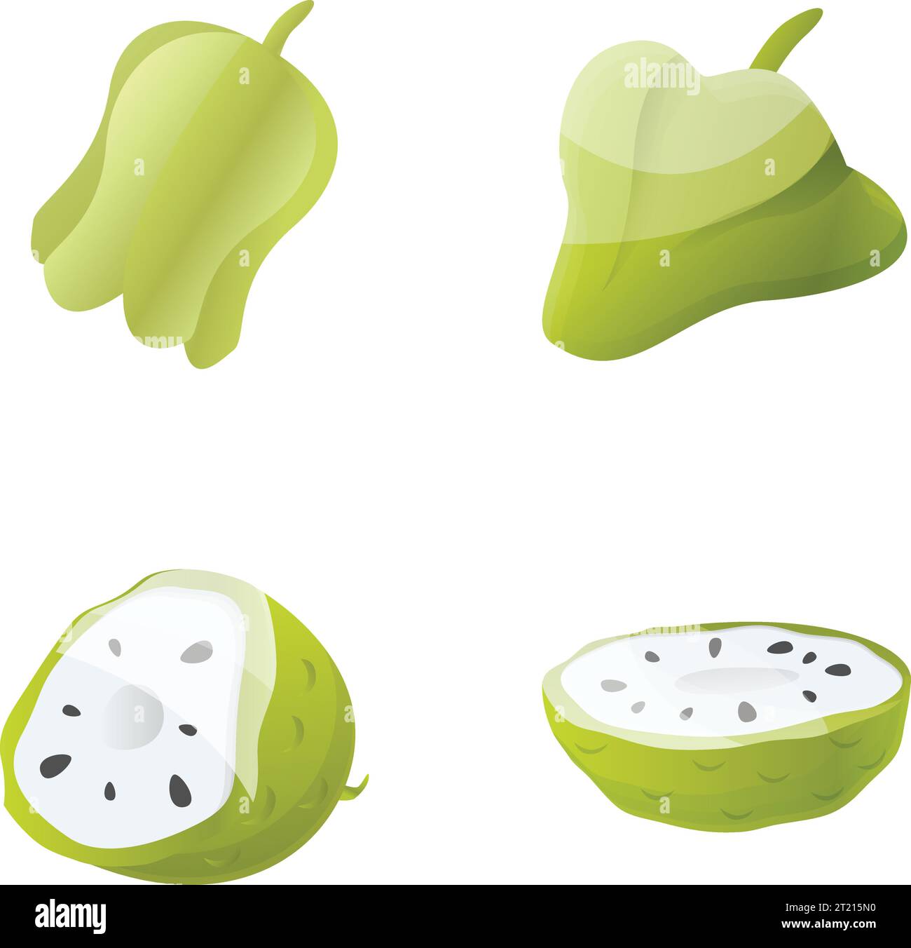 Custard apple icons set cartoon vector. Exotic tropical fruit. Healthy ...