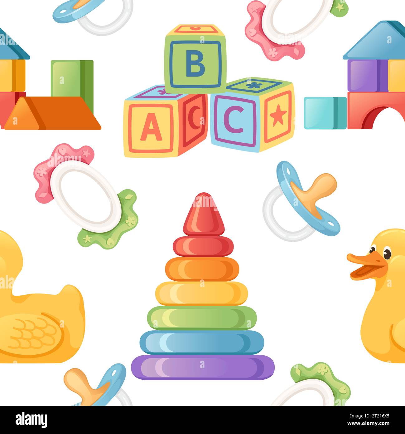 Seamless pattern of baby toys colored plastic bricks for building abc ...