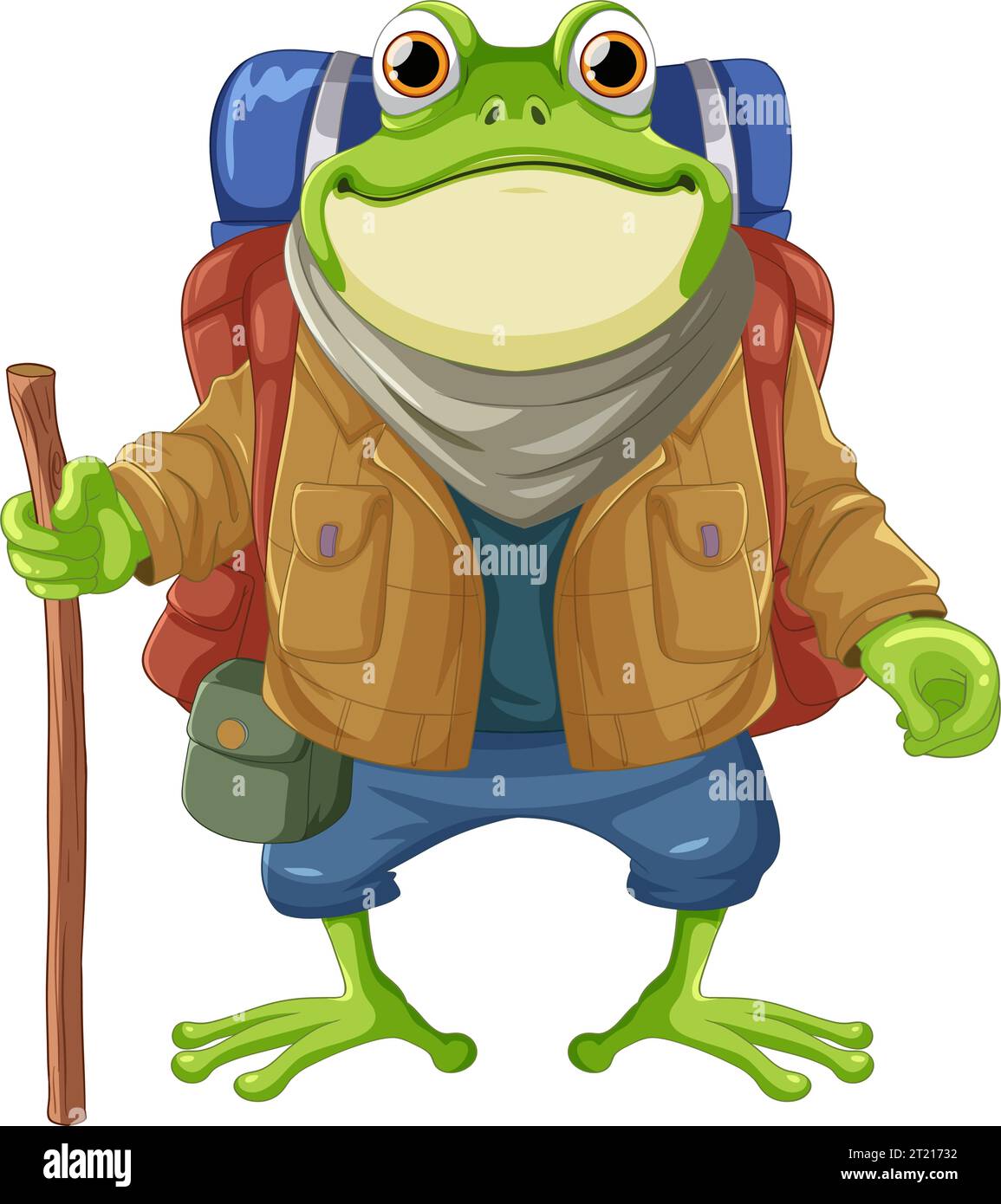 Frog Backpack Traveler Cartoon Character illustration Stock Vector ...