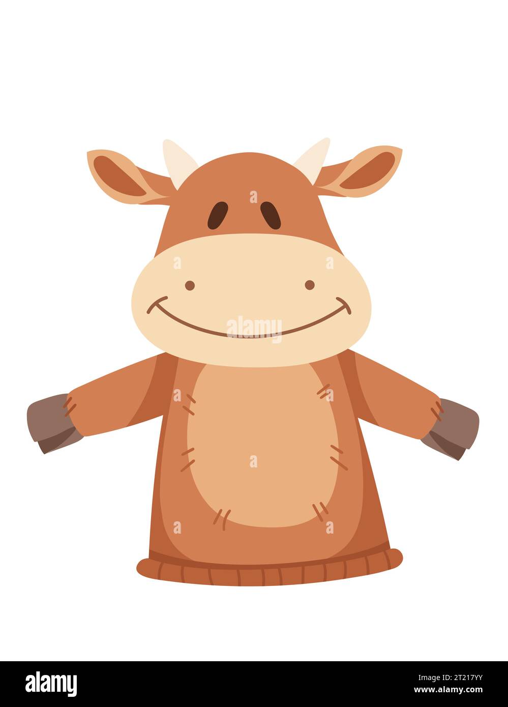 Cow animal doll puppet for children theater cute soft hand toy vector ...