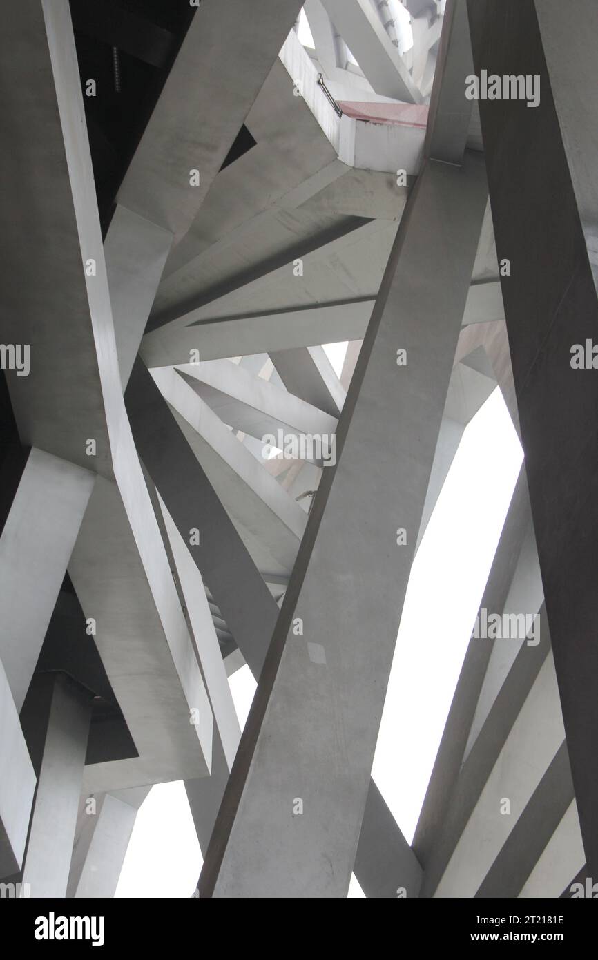 Random concrete beams. Reinforced concrete structure with random ...