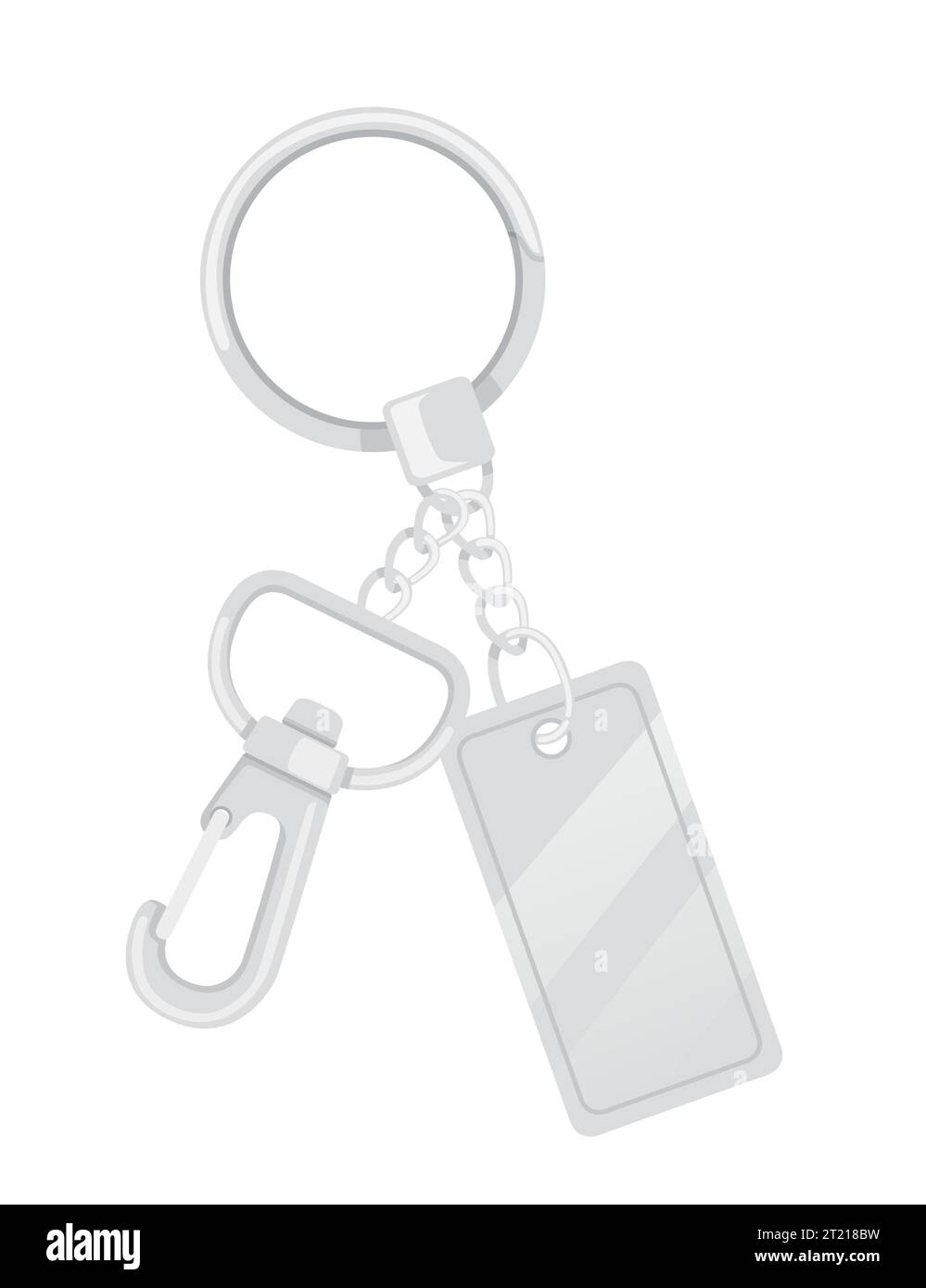 Steel keychain with ring and chain vector illustration isolated on ...