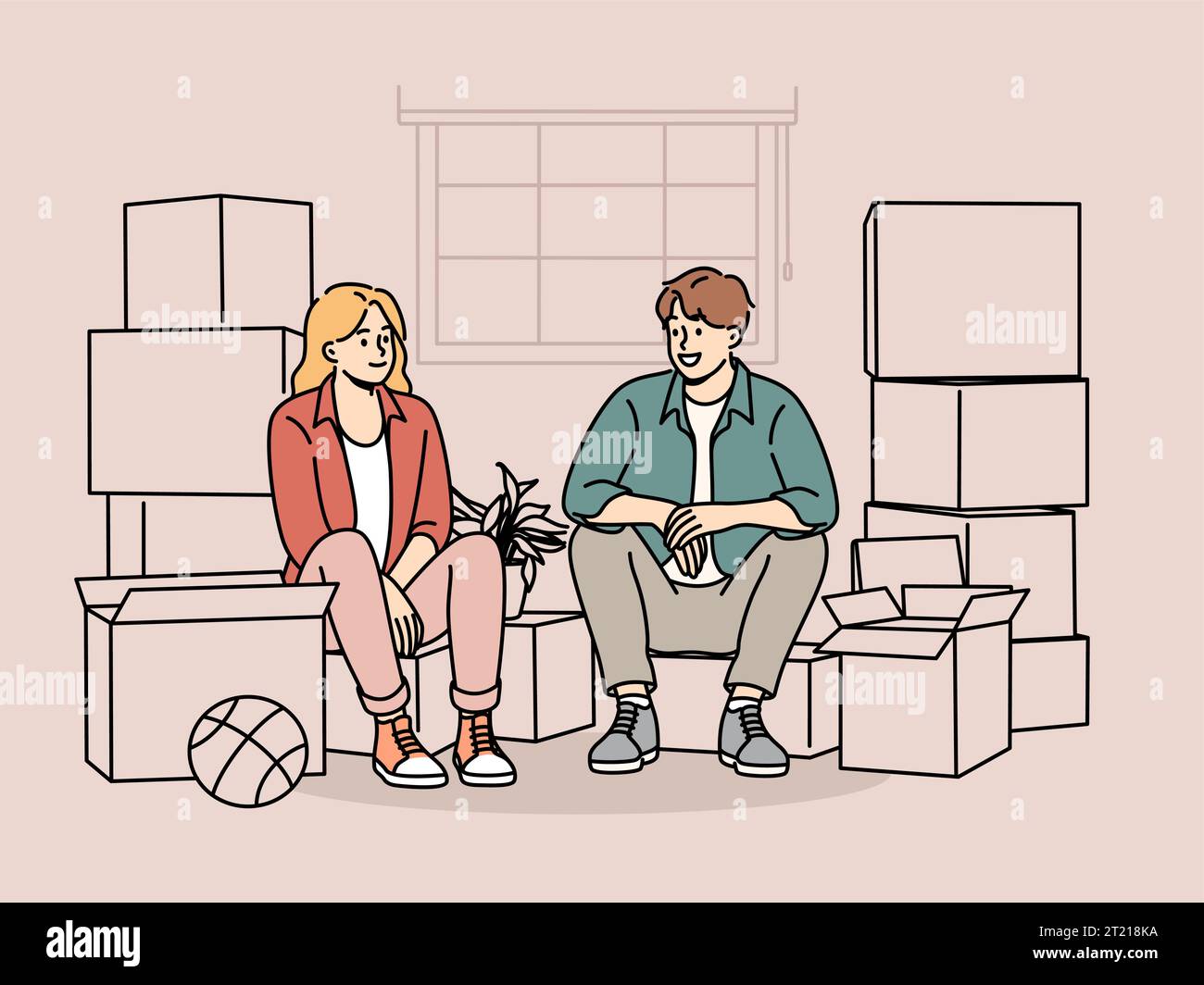 Cardboard boxes in living Stock Vector Images - Alamy